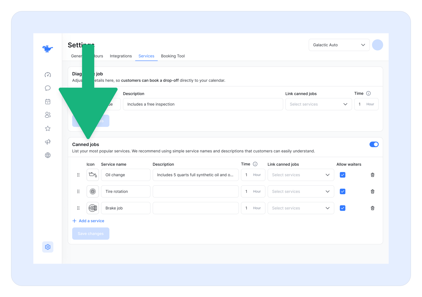 Setting up online scheduling