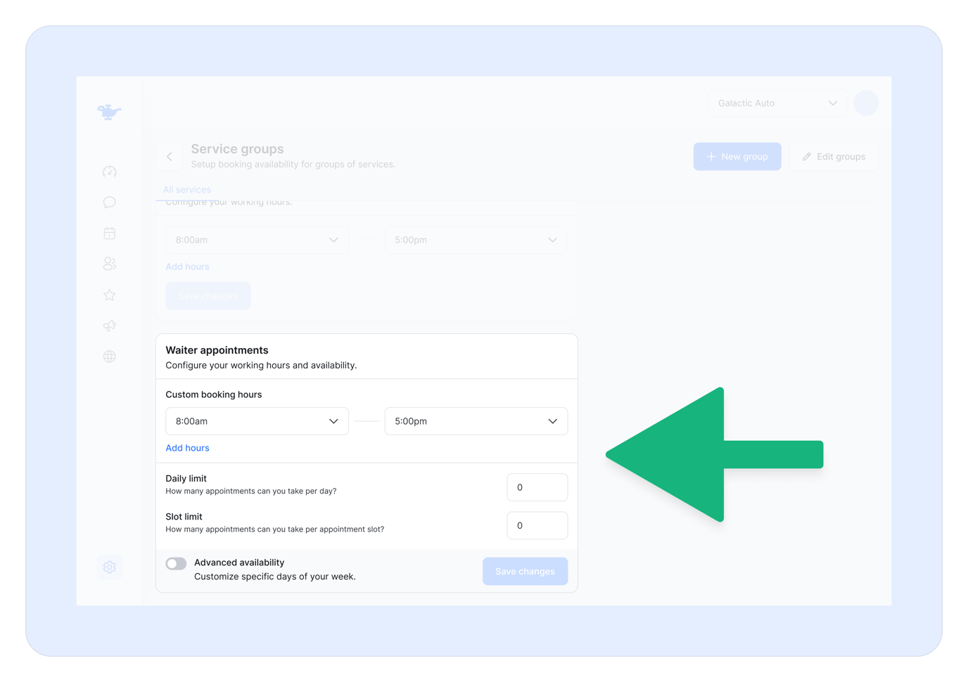 Setting up online scheduling